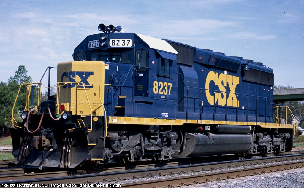 CSX SD40-2 #8237, parked in front of the depot,